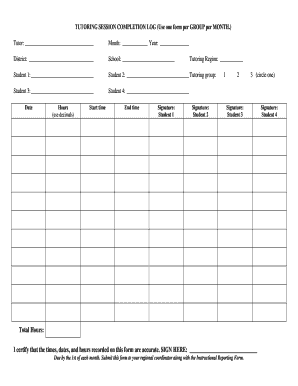 Fillable Online tutoring 3riversed Session.Completion.Log.F2015.doc Fax ...