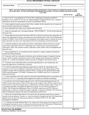 Fillable Online OC-ALC IMPOUNDMENT OFFICIAL CHECKLIST Fax Email Print - pdfFiller