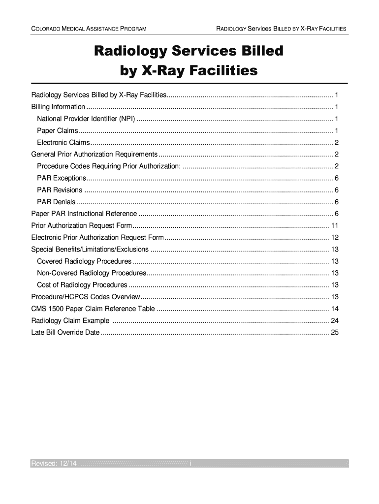Fillable Online colorado Radiology Services Billed by X-Ray Facilities Fax Email Print - pdfFiller