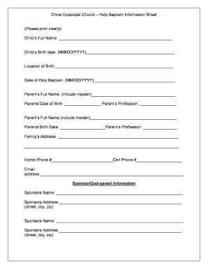 Fillable Online baptism form.docx Fax Email Print - pdfFiller