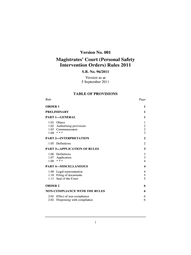 Fillable Online legislation vic gov Magistrates' Court (Personal Safety ...