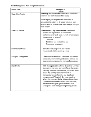 Fillable Online Asset Management Plan Template Example 4 Fax Email ...