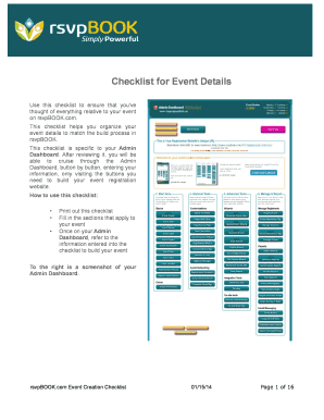 Fillable Online Checklist for Event Details - rsvpBOOK Fax Email Print ...