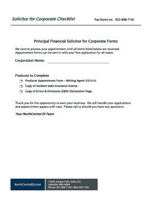 Fillable Online Solicitor for Corporation Appointment Forms Fax Email Print - pdfFiller