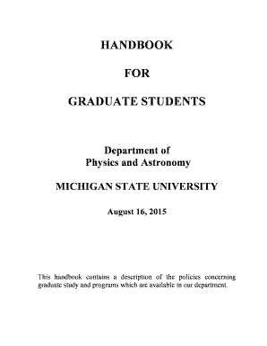Fillable Online pa msu Graduate Handbook - MSU Department of Physics ...