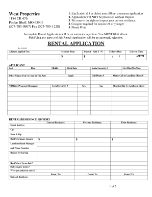 Fillable Online RENTAL APPLICATION - SEMO.net Fax Email Print - pdfFiller
