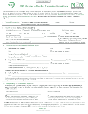 Fillable Online 2013 Member to Member Transaction Report Form Fax Email Print - pdfFiller