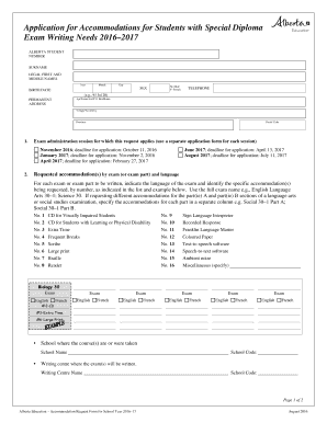 Fillable Online education alberta Application for Accommodations for Students ... - Alberta ...