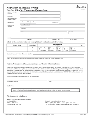Fillable Online education alberta picture as pdf Notification of Separate Writing Form Fax Email ...