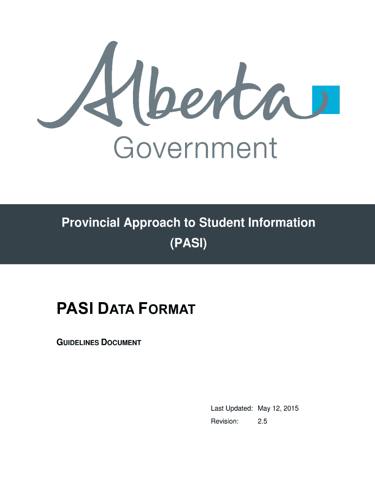 Fillable Online extranet education alberta PASI Data Format Guideline ...