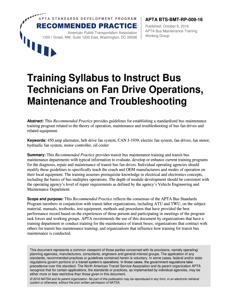 Fillable Online APTA Bus Maintenance Training Fax Email Print - pdfFiller