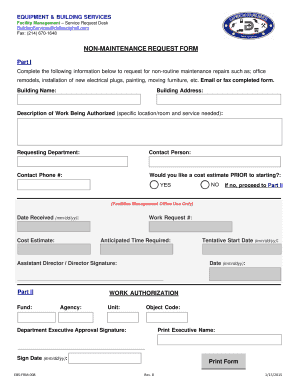 Fillable Online NON MAINTENANCE REQUEST FORM - 4eval.com Fax Email ...