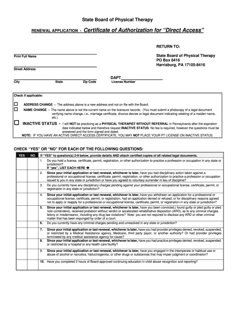 Fillable Online Certificate of Authorization for Direct Access Fax Email Print - pdfFiller