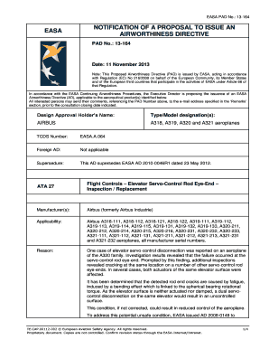 Fillable Online EASA Form 110 - AD Template - Europa Fax Email Print ...