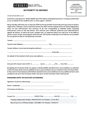 Fillable Online Authority to Enforce Fax Email Print - pdfFiller