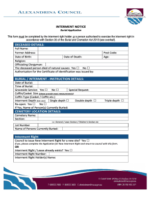 Fillable Online INTERMENT NOTICE Fax Email Print - pdfFiller