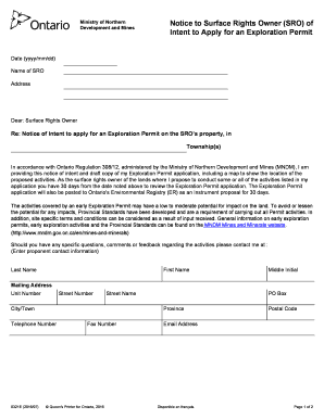 Fillable Online forms ssb gov on Notice to Surface Rights Owner (SRO ...