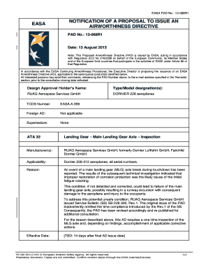 Fillable Online EASA Form 110 - AD Template - Europa Fax Email Print ...