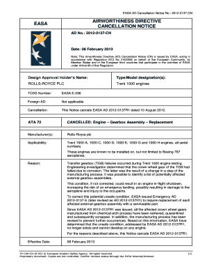 Fillable Online EASA Form 110 - AD Template - Europa Fax Email Print - pdfFiller