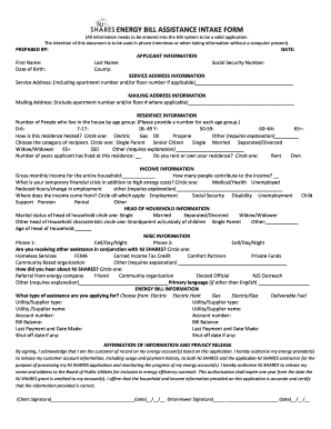 Fillable Online rilnj ENERGY BILL ASSISTANCE INTAKE FORM Fax Email ...