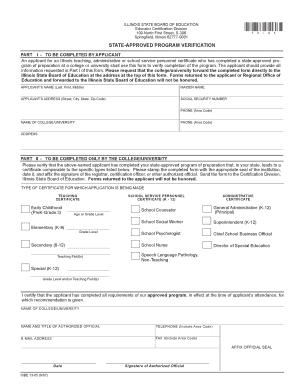 Fillable Online ISBE State-Approved Program Verification Fax Email Print - pdfFiller