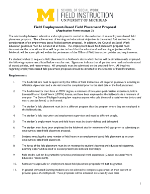 Fillable Online ssw umich Field Employment-Based Field Placement ...