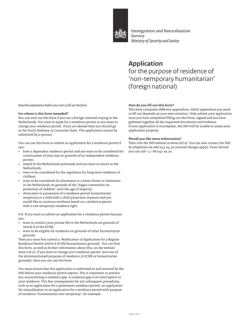 Fillable Online non-temporary humanitarian Fax Email Print - pdfFiller