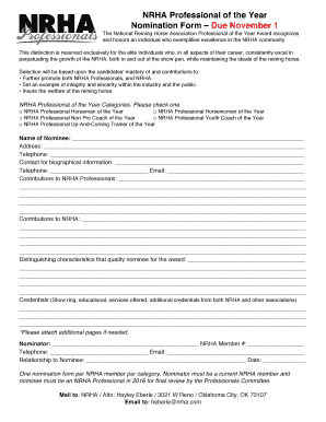 Fillable Online NRHA Pro OTY Form.docx Fax Email Print - pdfFiller