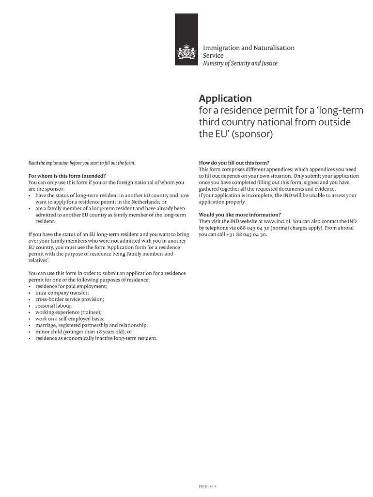 Fillable Online for a residence permit for a long-term Fax Email Print ...