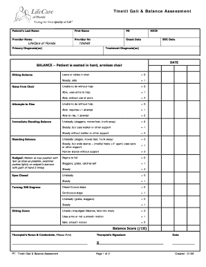 Fillable Online Tinetti Gait & Balance Assessment Fax Email Print ...