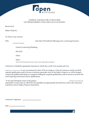 Fillable Online GENERAL CONTRACTOR ATTESTATION Fax Email Print - pdfFiller