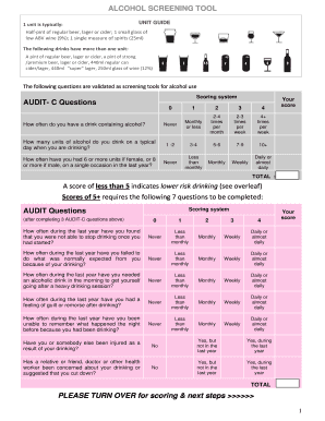 Fillable Online ALCOHOL SCREENING TOOL Fax Email Print - pdfFiller