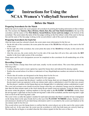 Fillable Online NCAA Womens Volleyball Scoresheet Fax Email Print ...