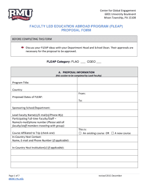 Fillable Online rmu faculty led education abroad program (fleap) proposal form Fax Email Print ...