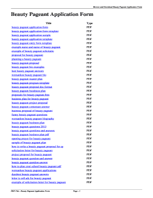 Fillable Online abere Beauty Pageant Application Form. beauty pageant ...