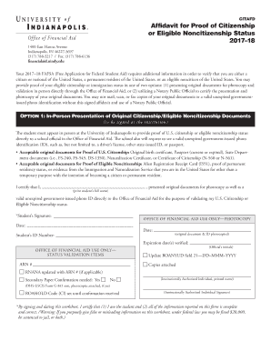 Fillable Online uindy Affidavit for Proof of Citizenship - uindy Fax ...