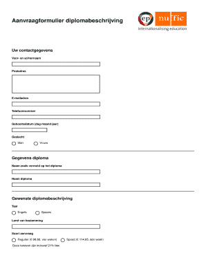 Fillable Online nuffic Aanvraagformulier diplomabeschrijving - EP ...