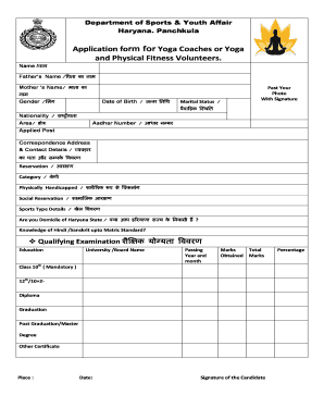 Fillable Online Application form for Yoga Coaches or Yoga and Physical ...