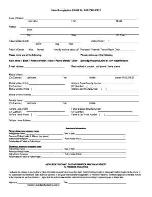 Fillable Online Patient Demographics- PLEASE FILL OUT COMPLETELY Fax ...