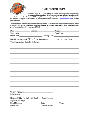 Fillable Online rbyb GAME PROTEST FORM Fax Email Print - pdfFiller