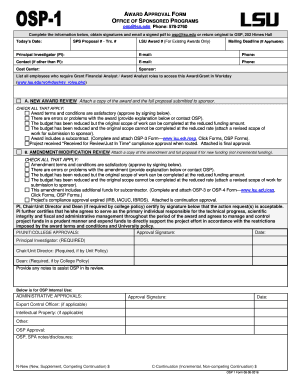 Fillable Online lsu AWARD APPROVAL FORM Fax Email Print - pdfFiller