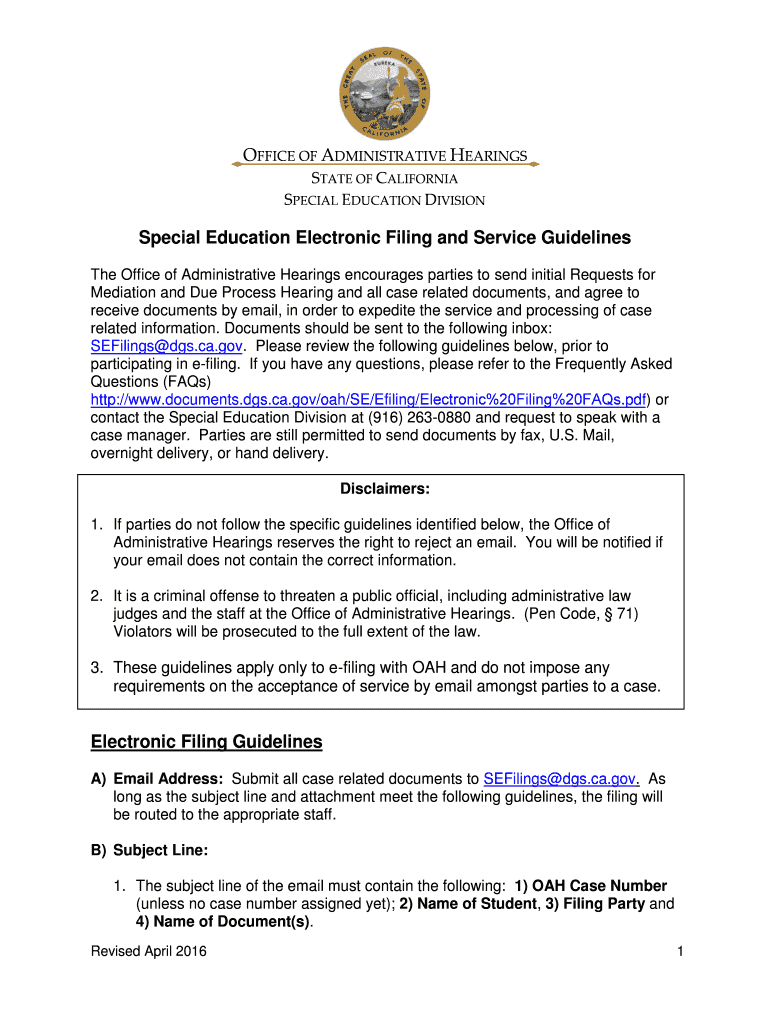 Fillable Online documents dgs ca Electronic Filing Guidelines.pdf ...