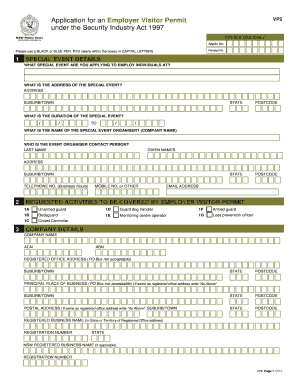 Fillable Online police nsw gov Application for an Employer Visitor ...