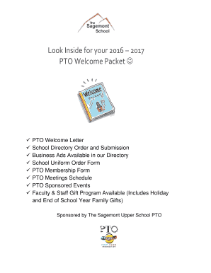 Fillable Online PTO Welcome Packet Fax Email Print - pdfFiller