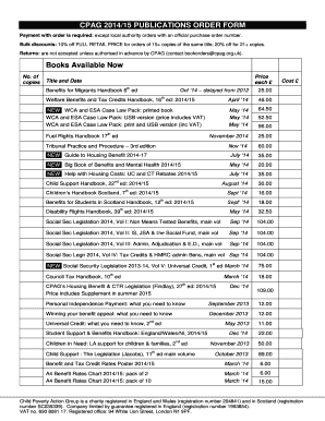Fillable Online CPAG 2014/15 PUBLICATIONS ORDER FORM Fax Email Print ...