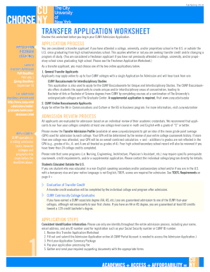 Fillable Online cuny TRANSFER APPLICATION WORKSHEET - cuny Fax Email ...