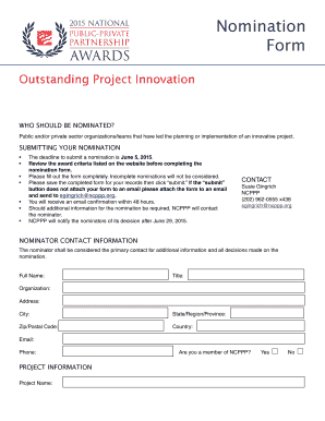 Fillable Online Nomination Form - ncppp.org Fax Email Print - pdfFiller