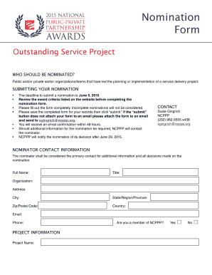 Fillable Online Nomination Form - ncppp.org Fax Email Print - pdfFiller