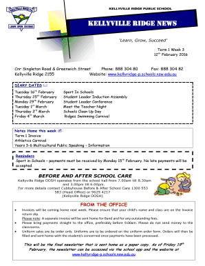 Fillable Online kellyridge-p schools nsw edu KELLYVILLE RIDGE NEWS ...