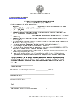 Fillable Online AFFIDAVIT NAME/ADDRESS CHANGE REQUEST Fax Email Print ...